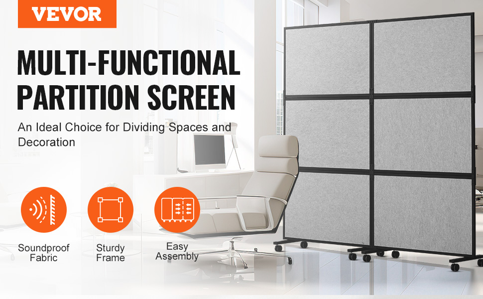 VEVOR Acoustic Room Divider 72" x 66" Office Partition Panel 2 Pack ...