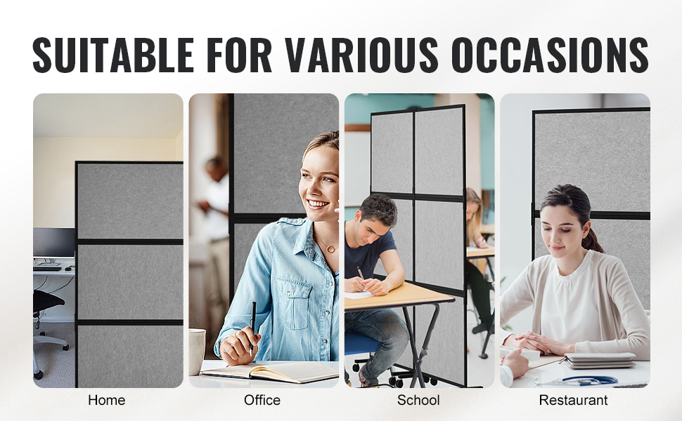 VEVOR Acoustic Room Divider 72" x 66" Office Partition Panel 2 Pack ...