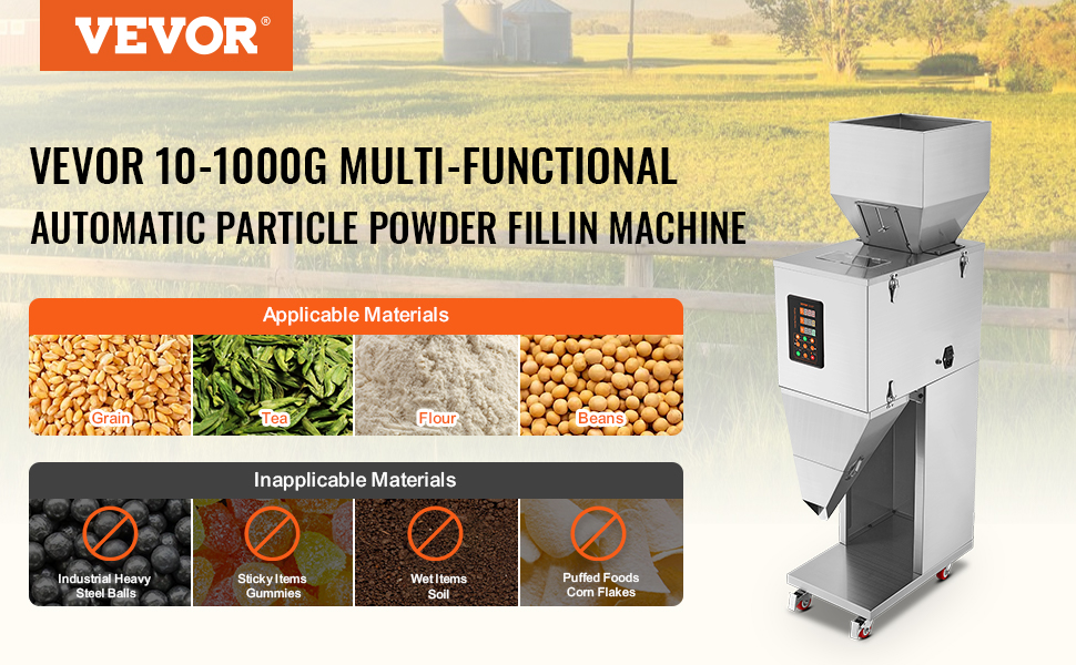 VEVOR Particle Filling Machine, 0.022-2.2 lbs/10-1000g, Automatic ...