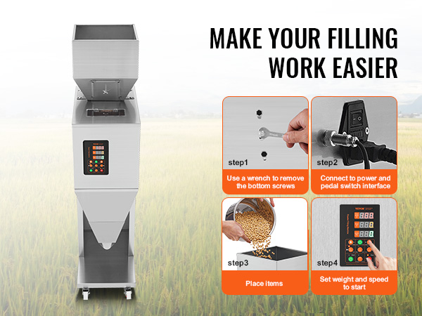 VEVOR Particle Filling Machine, 10-1000g, Automatic Filler Machine with ...