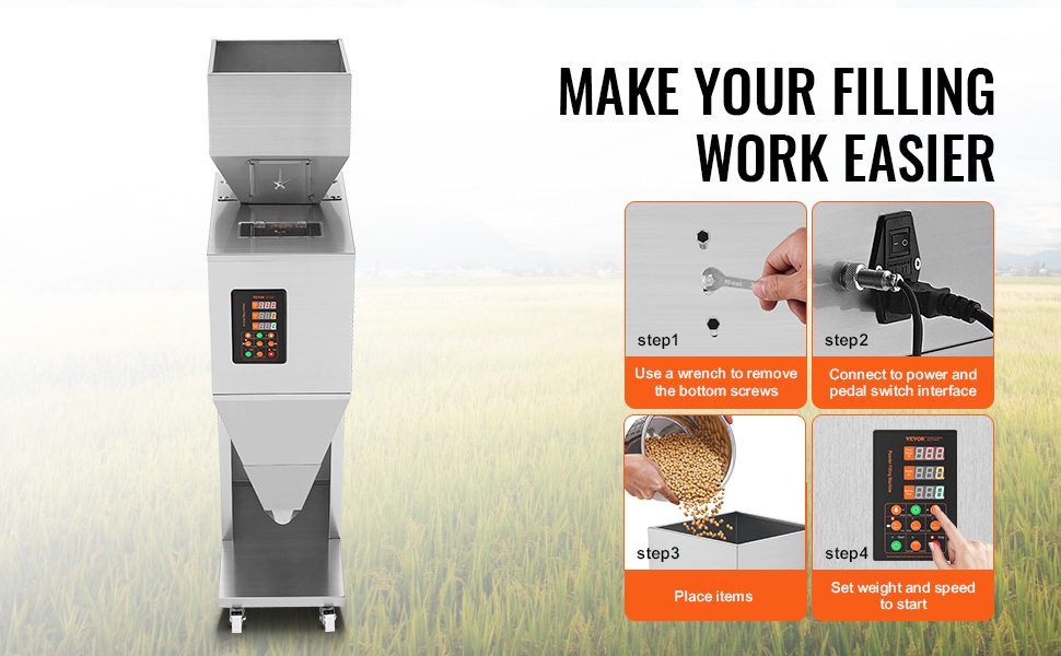 VEVOR Particle Filling Machine, 0.022-2.2 lbs/10-1000g, Automatic ...
