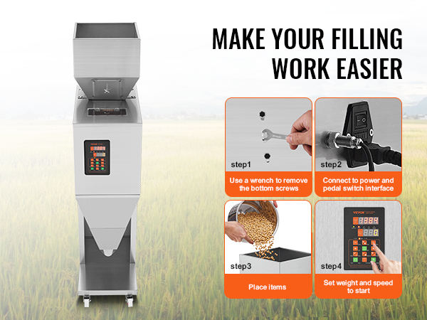 VEVOR Particle Filling Machine, 0.044-11 lbs/20-5000g, Automatic Filler ...