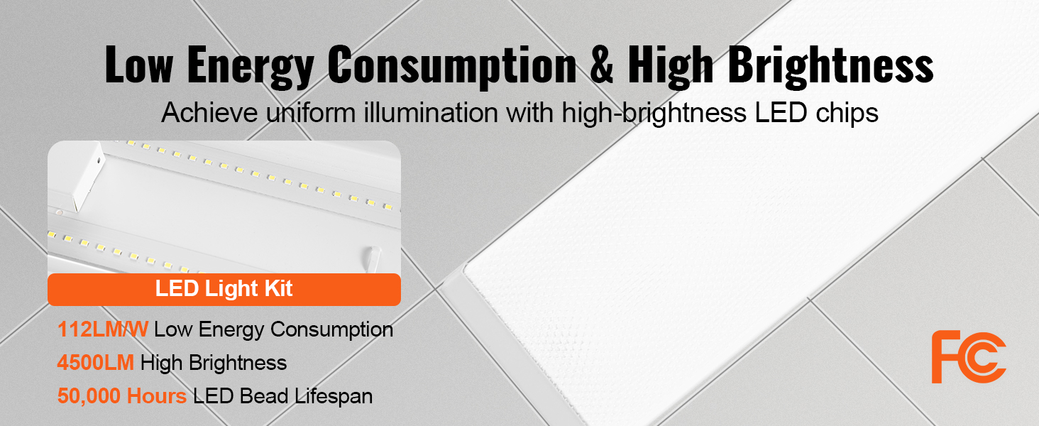 VEVOR 4FT LED Wraparound Light, 40W, 4500LM Flush Mount LED Shop Light ...