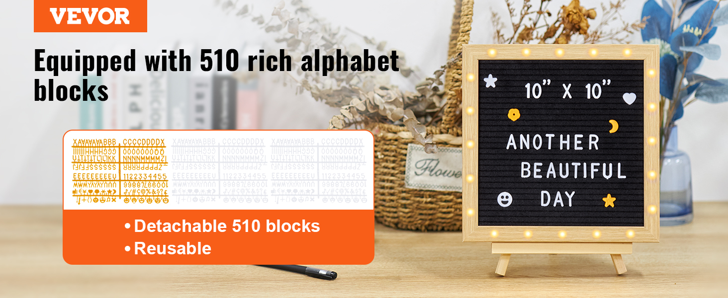 VEVOR Black Felt Letter Board, 10"x10" Felt Message Board, Changeable ...