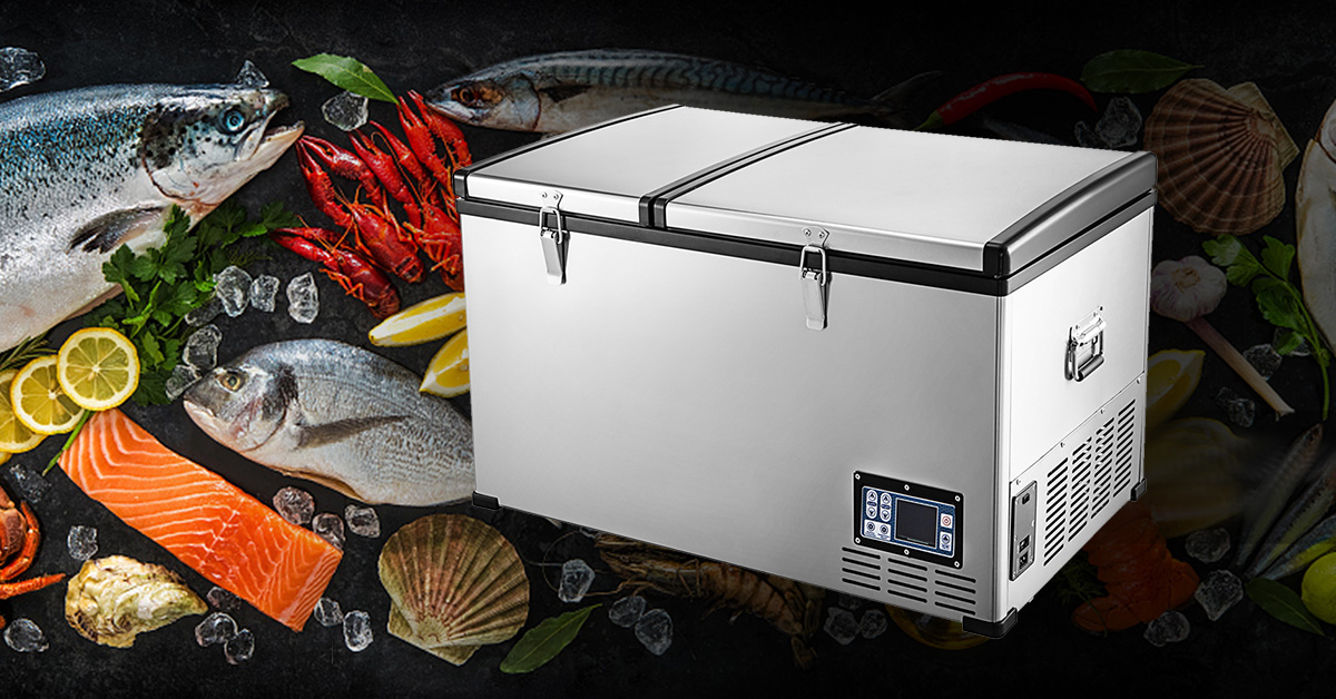 Vevor 106qt Chest Freezer Silver Deep Freezer Portable 2 Doors W ...