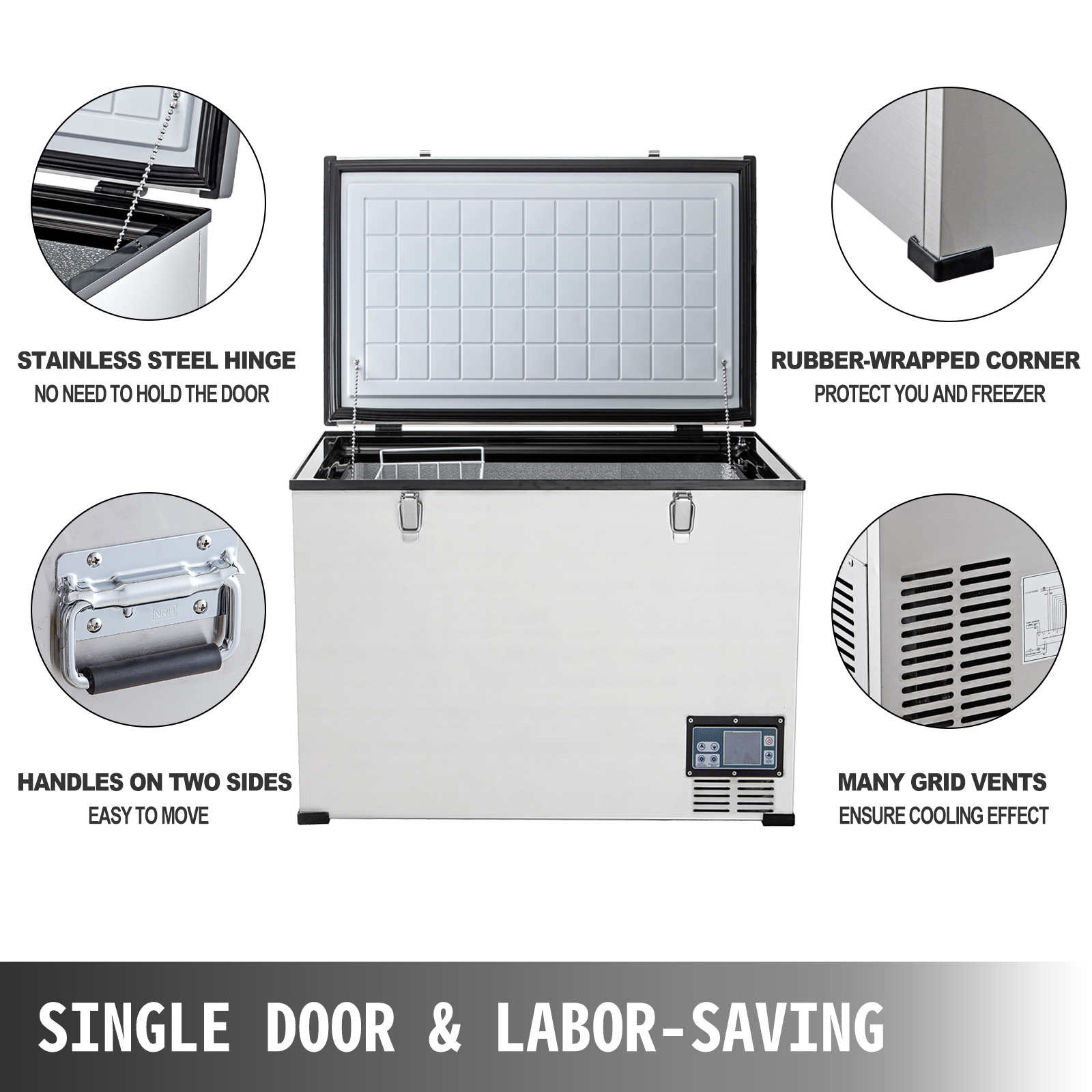 Vevor 4 Cu.ft. Chest Freezer Silver Deep Freezer Portable One Doors W ...