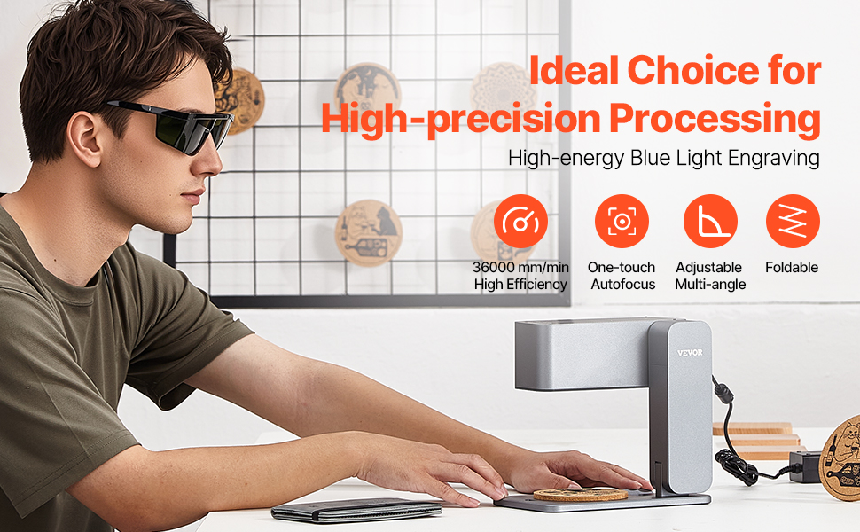 VEVOR Portable Laser Engraver 600 mm/s 5W High Speed Handheld Engraving ...