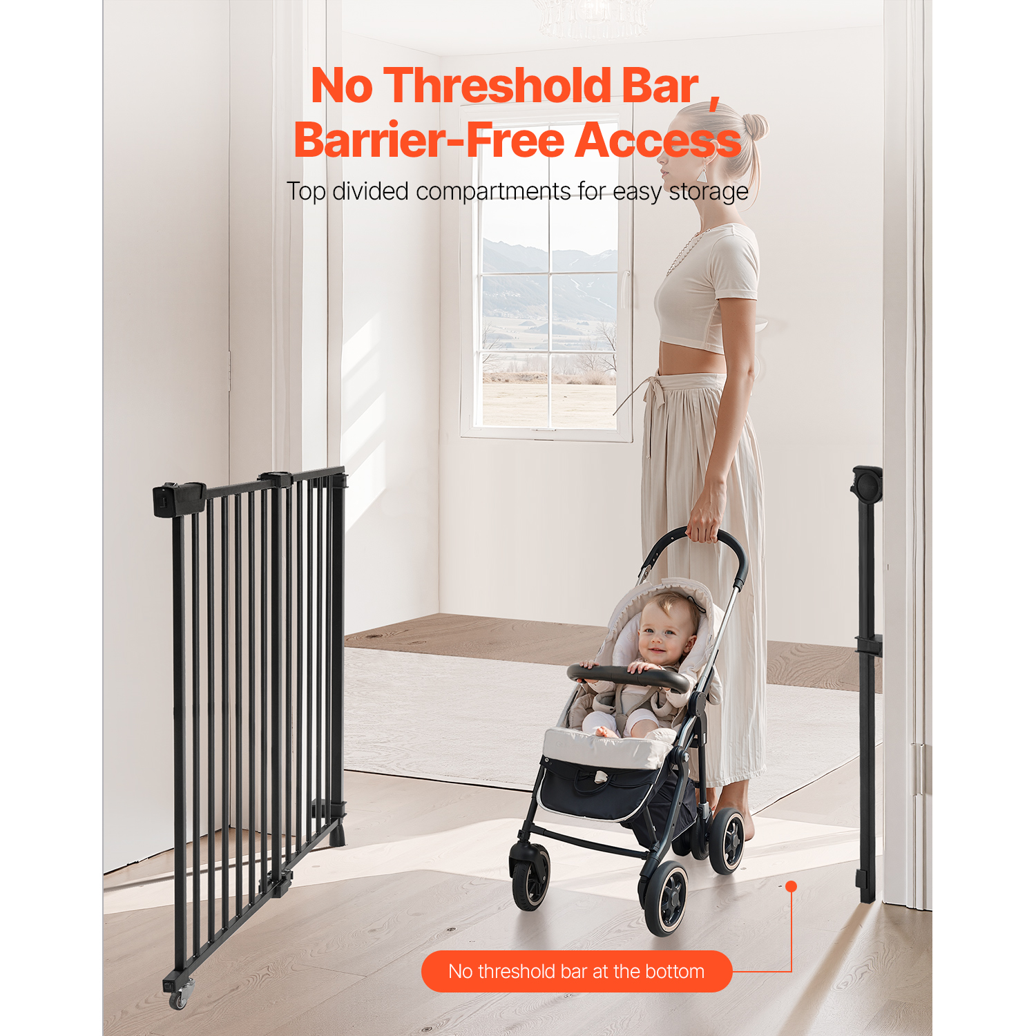 Mophorn Adjustable Baby Gate, 29.5-43 Inches Wide, 28 Inches Tall ...