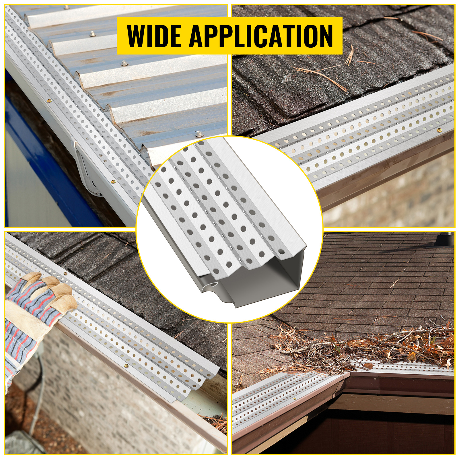 VEVOR Gutter Guards, 5" x 3' Each Gutter Covers System, 18 Packs 54 FT ...