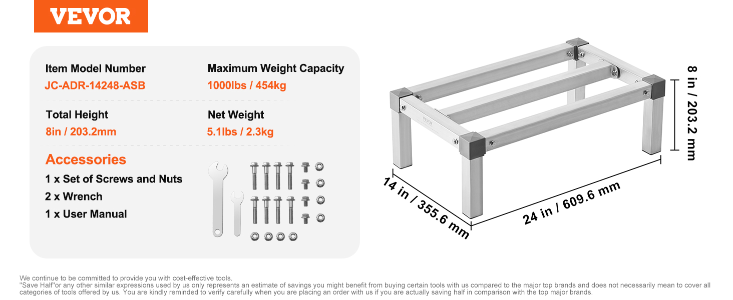Newly Upgraded！VEVOR Aluminum Dunnage Rack Stationary Dunnage Rack 24 ...