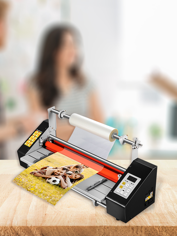 VEVOR 45cm Roll Laminator Speed Adjust Four Roller Hot Cold Laminating ...