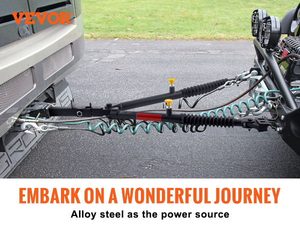 VEVOR Tow Bar, 10000 lbs Towing Capacity with Ropes, Powder-Coating Alloy Steel Bumper-Mounted ...