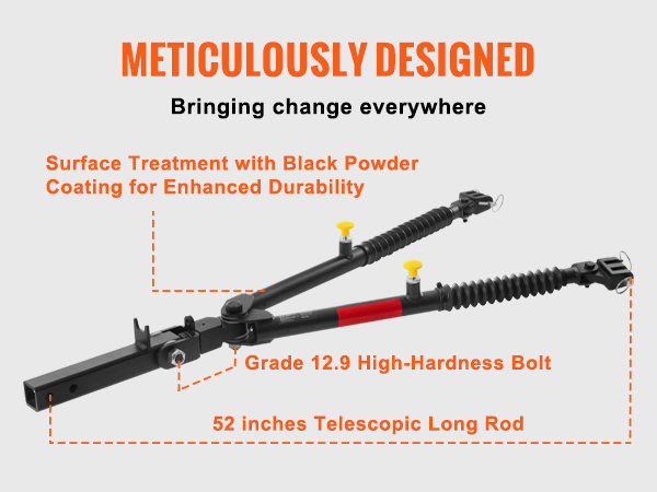 VEVOR Tow Bar, 7500 lbs Towing Capacity with Ropes, Powder-Coating ...