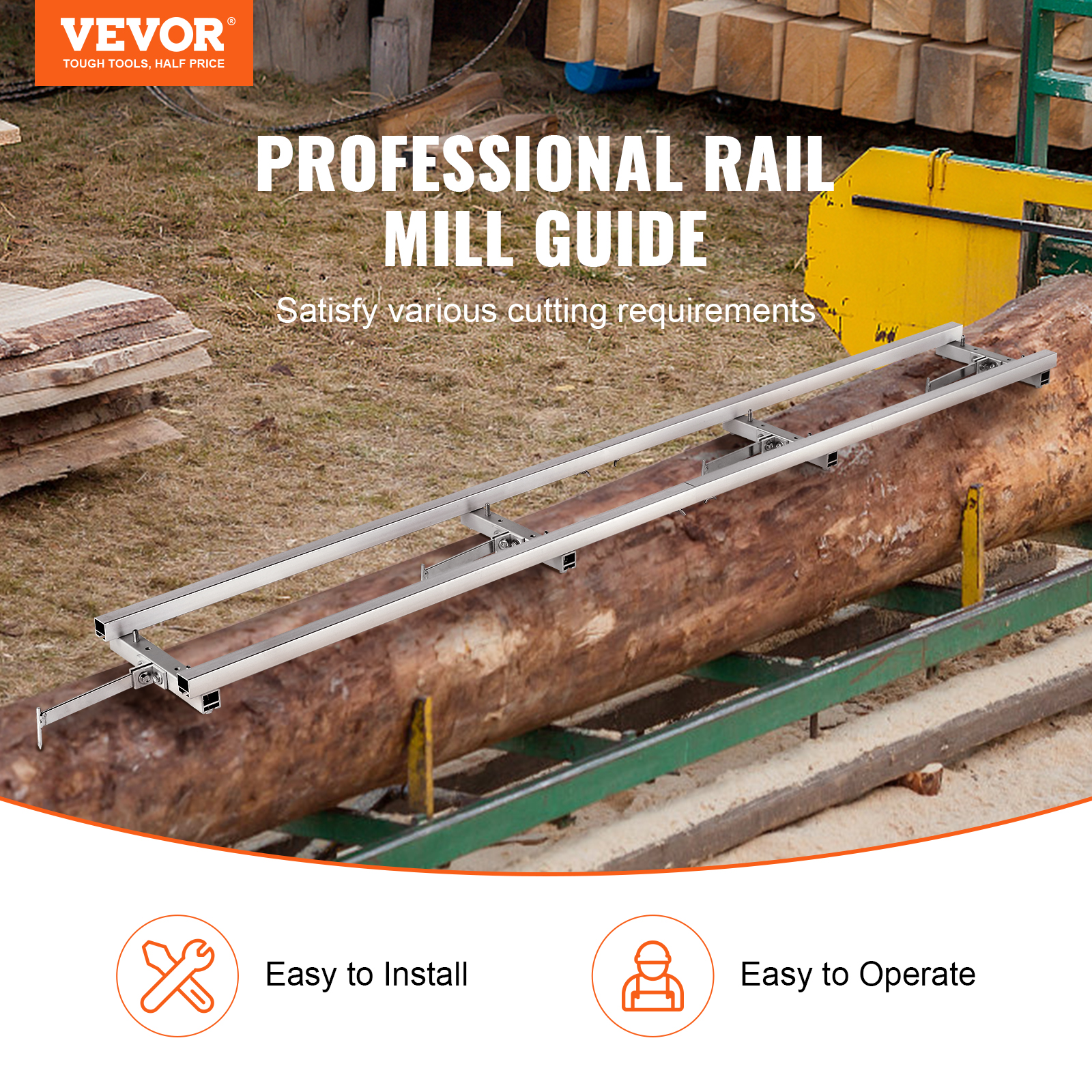 VEVOR Rail Mill Guide System and Chainsaw Mill Aluminum Portable ...