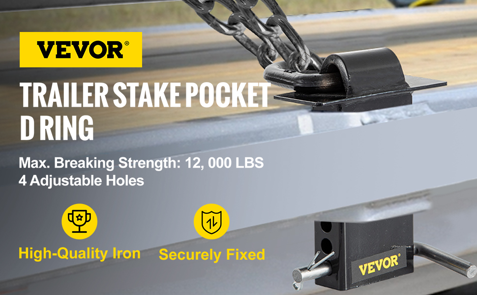 VEVOR Stake Pocket D Ring, 8 Pack Heavy Duty Adjustable D Rings w/ 4000 ...