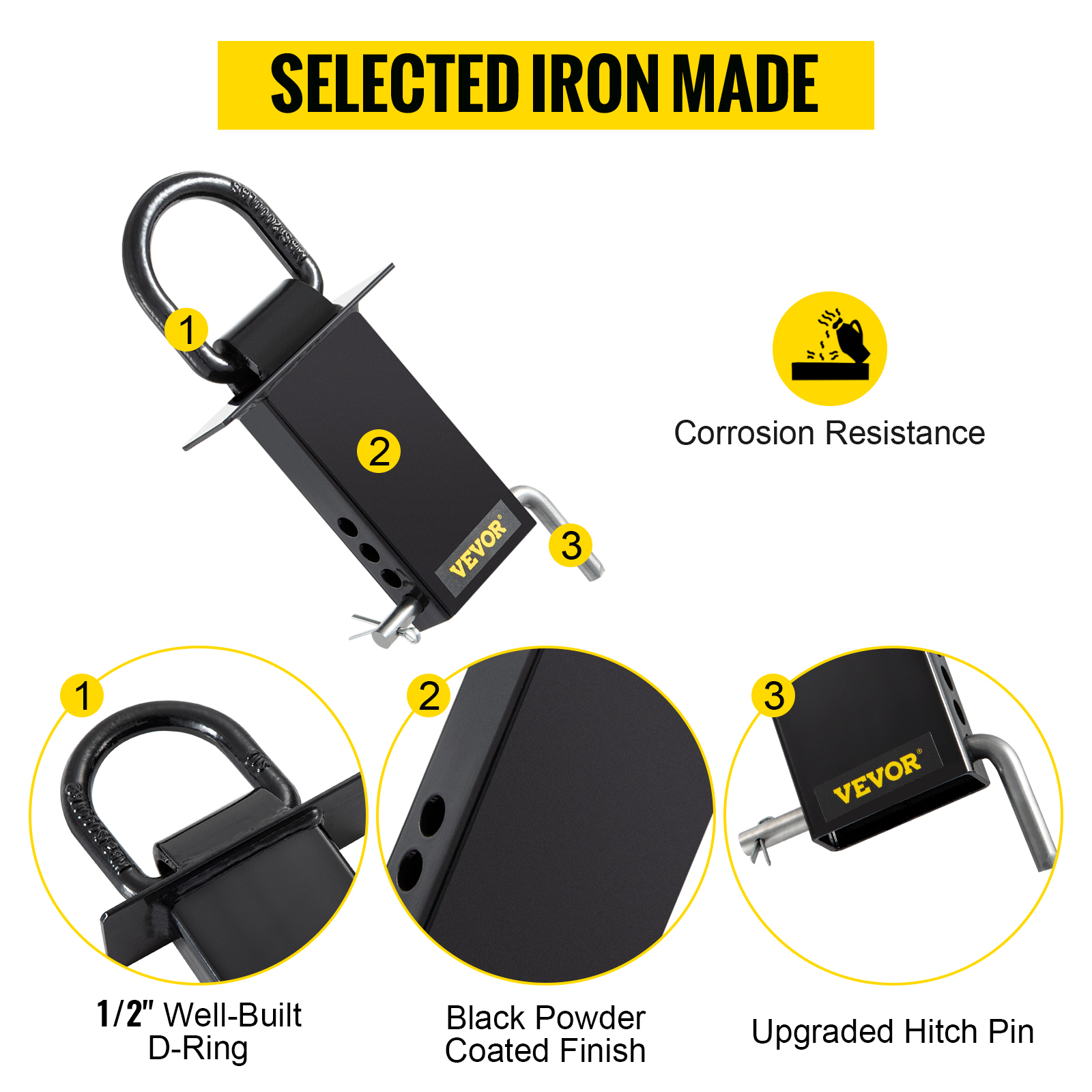 VEVOR Stake Pocket D Ring, 8 Pack Heavy Duty Adjustable D Rings w/ 4000 ...