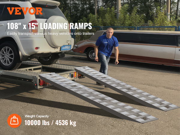 VEVOR 108" x 15" Aluminum Ramps 10000 LBS Capacity Loading Ramps 2PCS ...