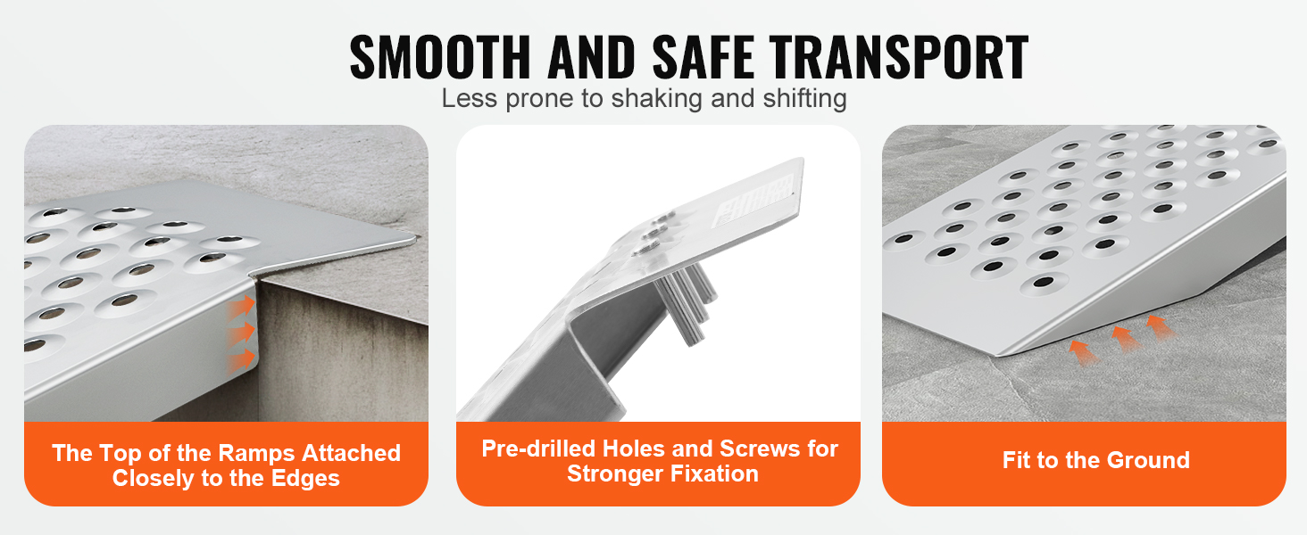 VEVOR 47.2" x 8.5" Aluminum Ramps 880 LBS Capacity Loading Ramps 2PCS ...