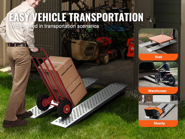 VEVOR 47.2" x 8.5" Aluminum Ramps 880 LBS Capacity Loading Ramps 2PCS ...