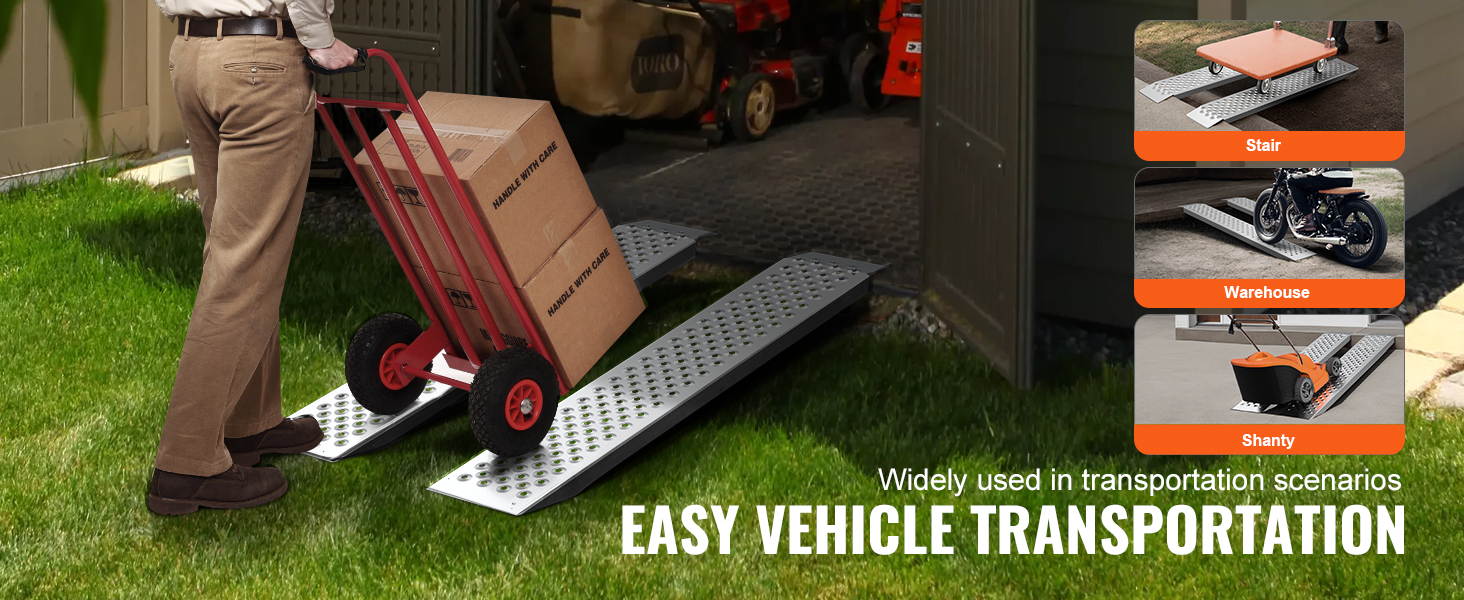 VEVOR 47.2" x 8.5" Aluminum Ramps 880 LBS Capacity Loading Ramps 2PCS ...