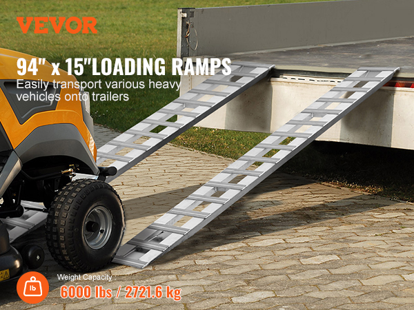 VEVOR 94" x 15" Aluminum Ramps 6000 LBS Capacity Loading Ramps 2PCS ...