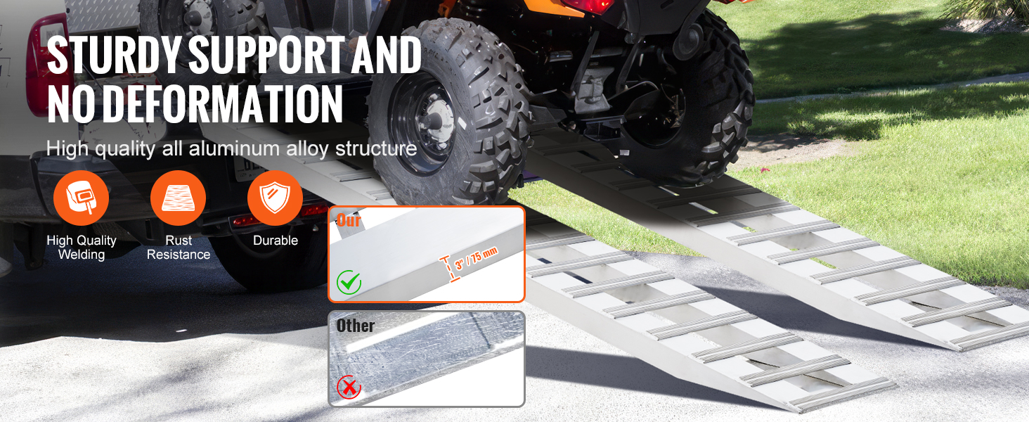 VEVOR 94" x 15" Aluminum Ramps 6000 LBS Capacity Loading Ramps 2PCS ...