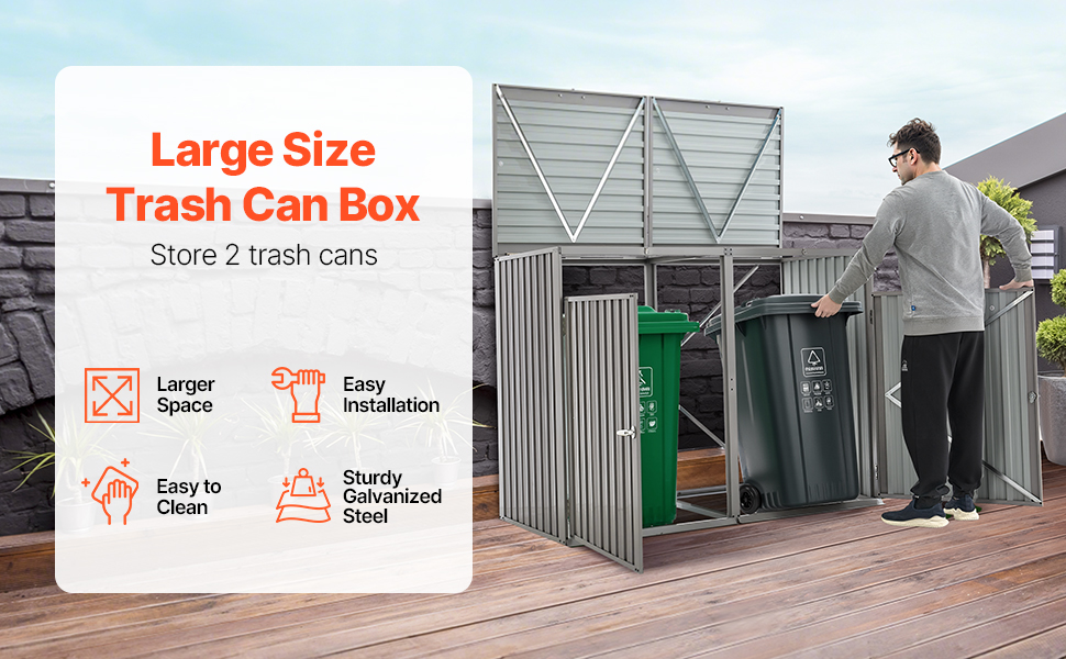 Trash Can Storage Garbage Can Storage Shed 2 x 52.79 Gal for Trash Cans ...