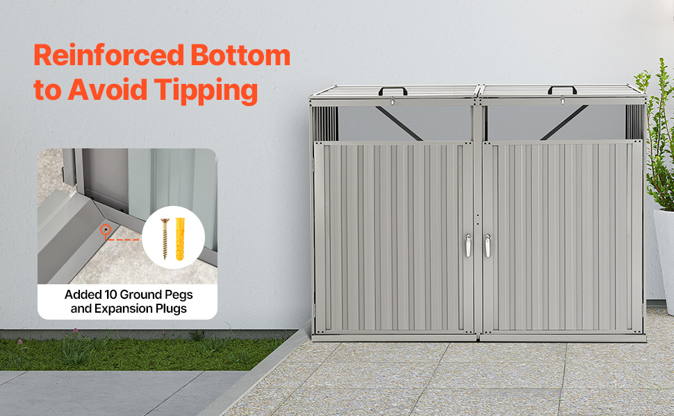 Trash Can Storage Garbage Can Storage Shed 2 x 52.79 Gal for Trash Cans ...