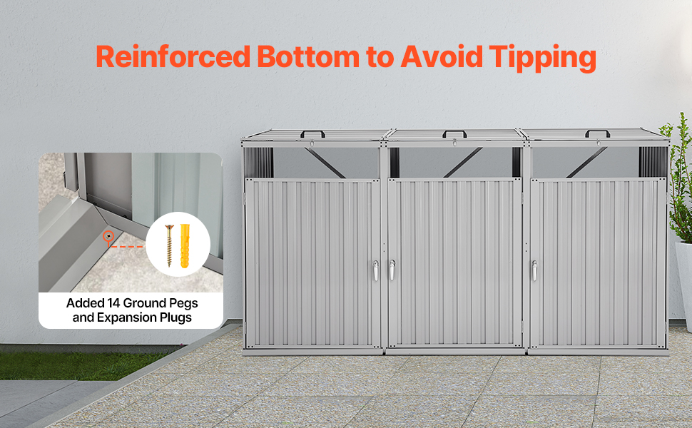 Trash Can Storage Garbage Can Storage Shed 3 x 52.79 Gal for Trash Cans ...