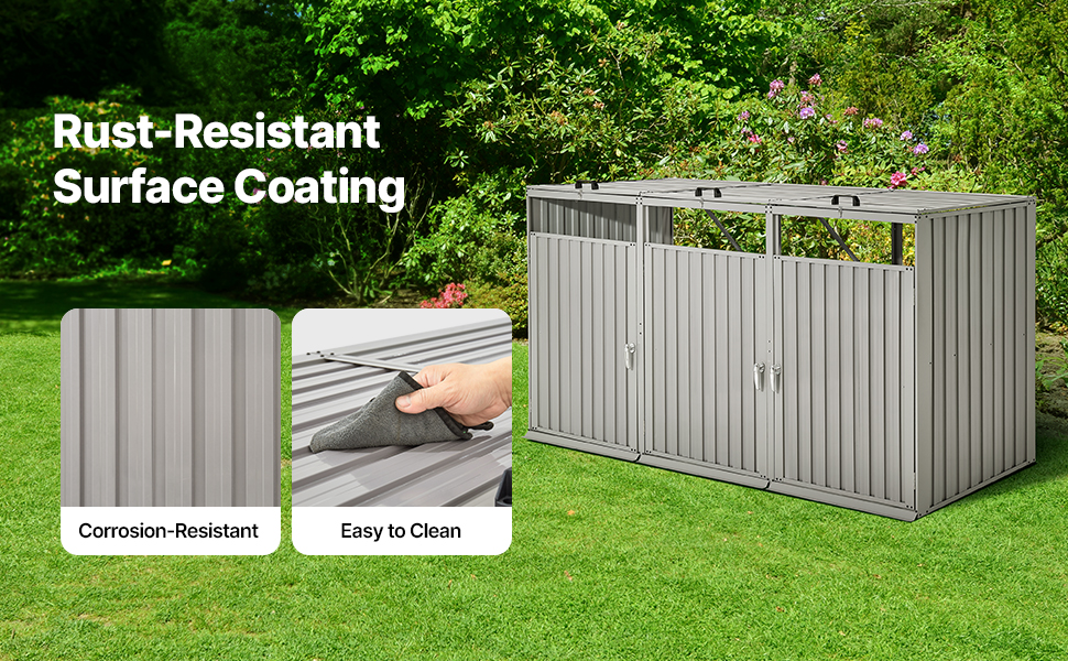 Trash Can Storage Garbage Can Storage Shed 3 x 52.79 Gal for Trash Cans ...