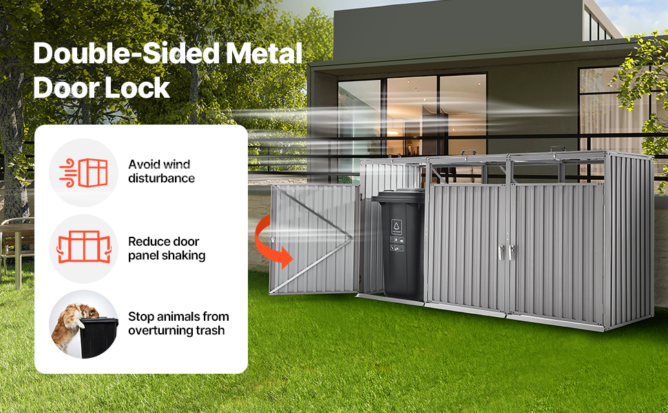 Trash Can Storage Garbage Can Storage Shed 3 x 52.79 Gal for Trash Cans ...