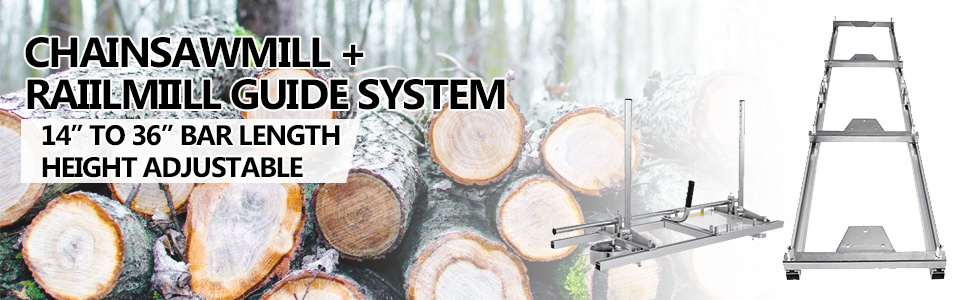 VEVOR Chainsaw Mill 36" Inch Planking Milling Bar 14" to 36" w/Rail ...