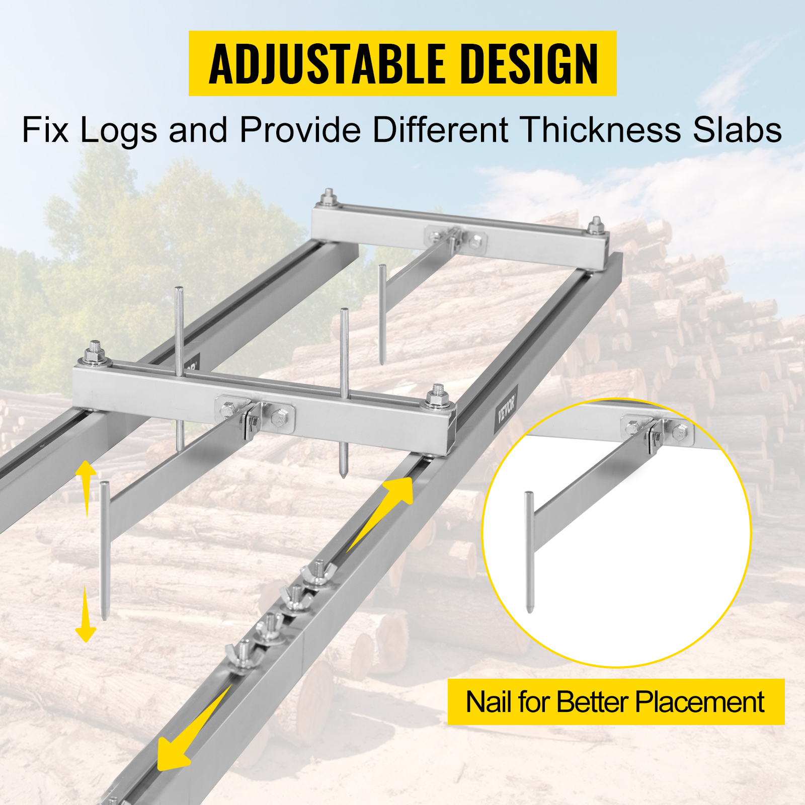 VEVOR Chainsaw Mill Rail Guide, 9 ft Milling Guide, 3 Crossbar Kits ...