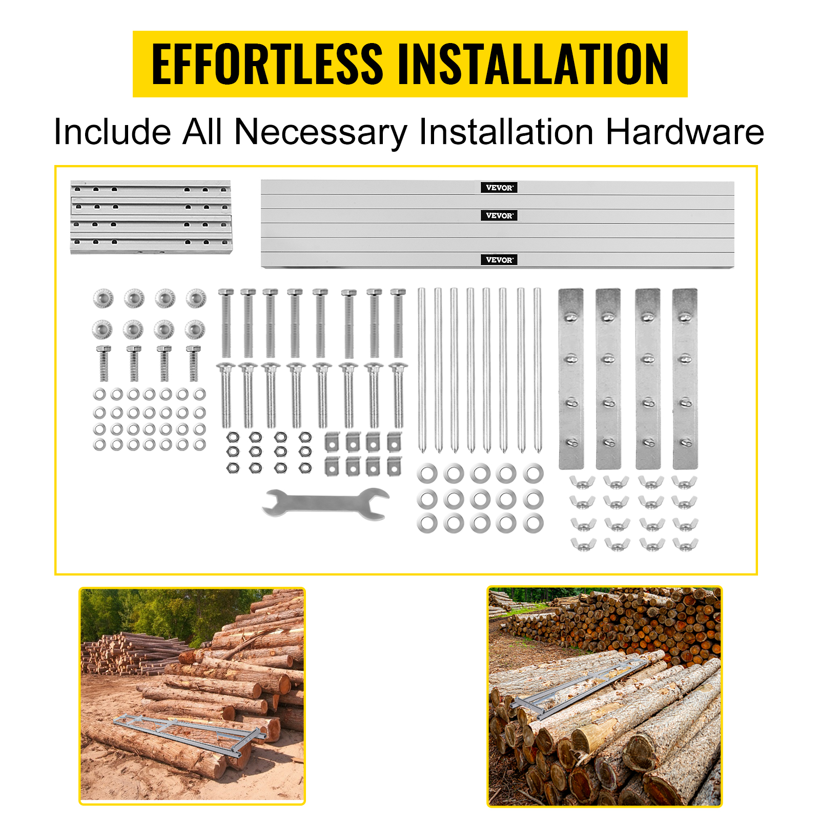 VEVOR Chainsaw Mill Rail Guide, 9 ft Milling Guide, 3 Crossbar Kits ...