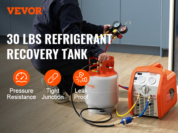 VEVOR Refrigerant Recovery Reclaim 30lb Cylinder Tank 400 PSI Liquid ...