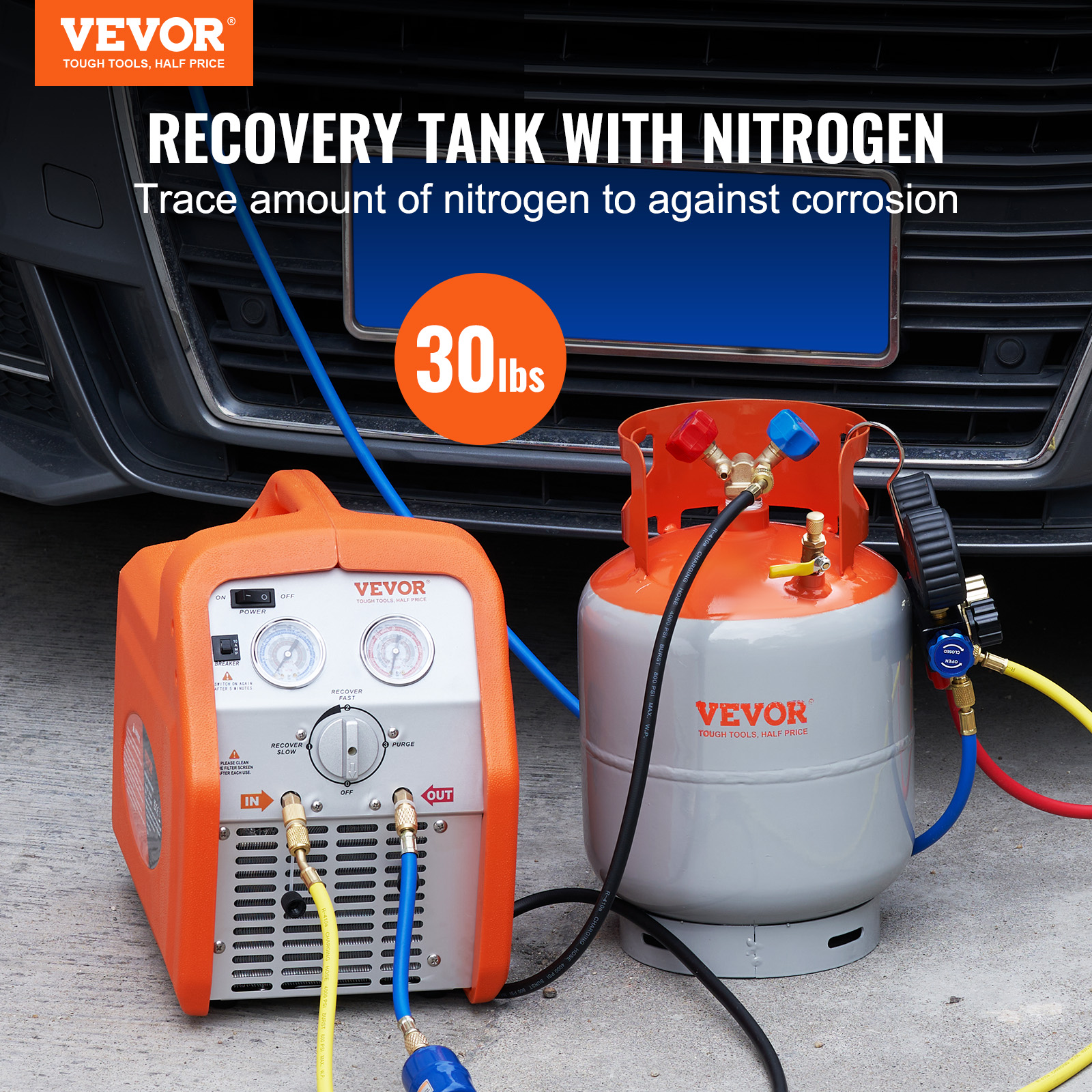 Uimoso Refrigerant Recovery Reclaim 30/50lb Tank 3/4/1HP Recovery ...