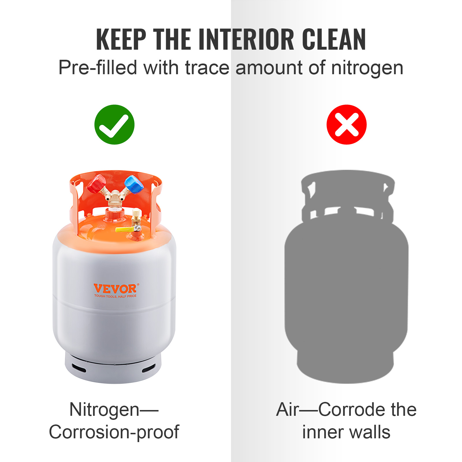 VEVOR Refrigerant Recovery Reclaim 30lb Cylinder Tank 400 PSI Liquid ...