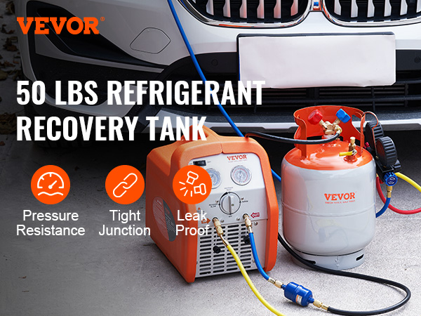 VEVOR Refrigerant Recovery Tank, 50 LBS Capacity, 400 psi Portable ...