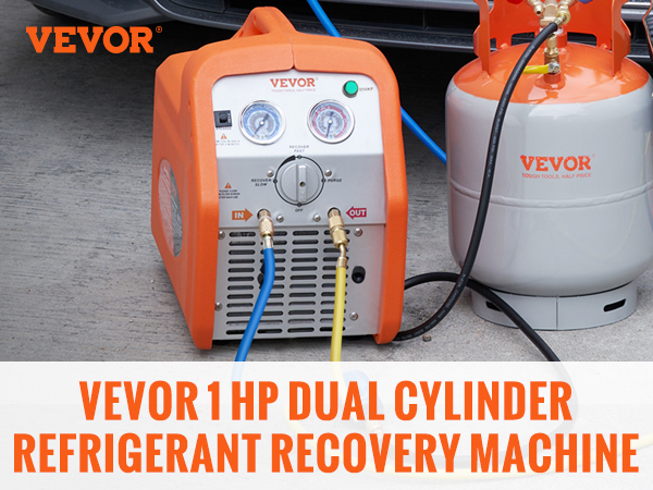VEVOR 1 HP Refrigerant Recovery Machine - Dual Cylinder Portable AC Recovery Machine with High ...