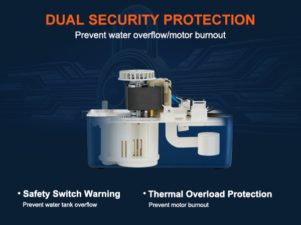 VEVOR Condensate Removal Pump, 1/30 HP, 100 GPH, 24 ft Lift, 115V ...