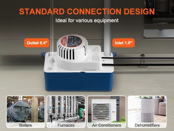 VEVOR Condensate Removal Pump, 1/30 HP, 100 GPH, 24 ft Lift, 115V ...