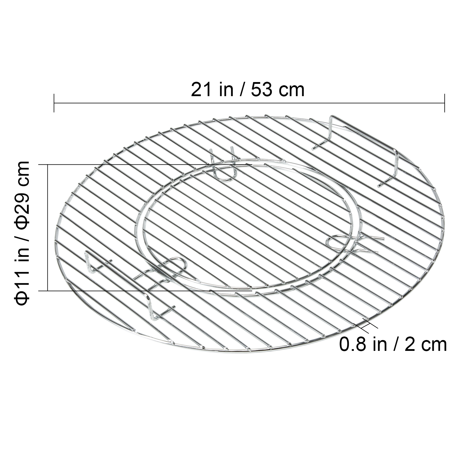 VEVOR Grillrost Feuerrost 53 cm + 29 cm (Innengrill), Eisen ...