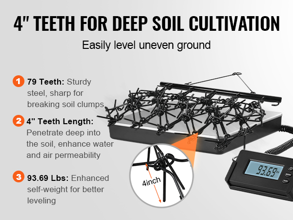 VEVOR Drag Harrow, 4'x5.6' Heavy-Duty Chain Harrow with 69 Teeth, ATV ...
