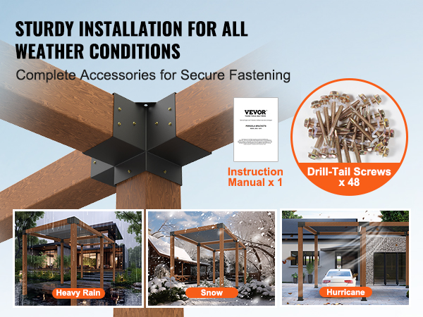 VEVOR Kit Supports de Pergola 6x6 po 15x15 cm Support de Poteau Bois de ...