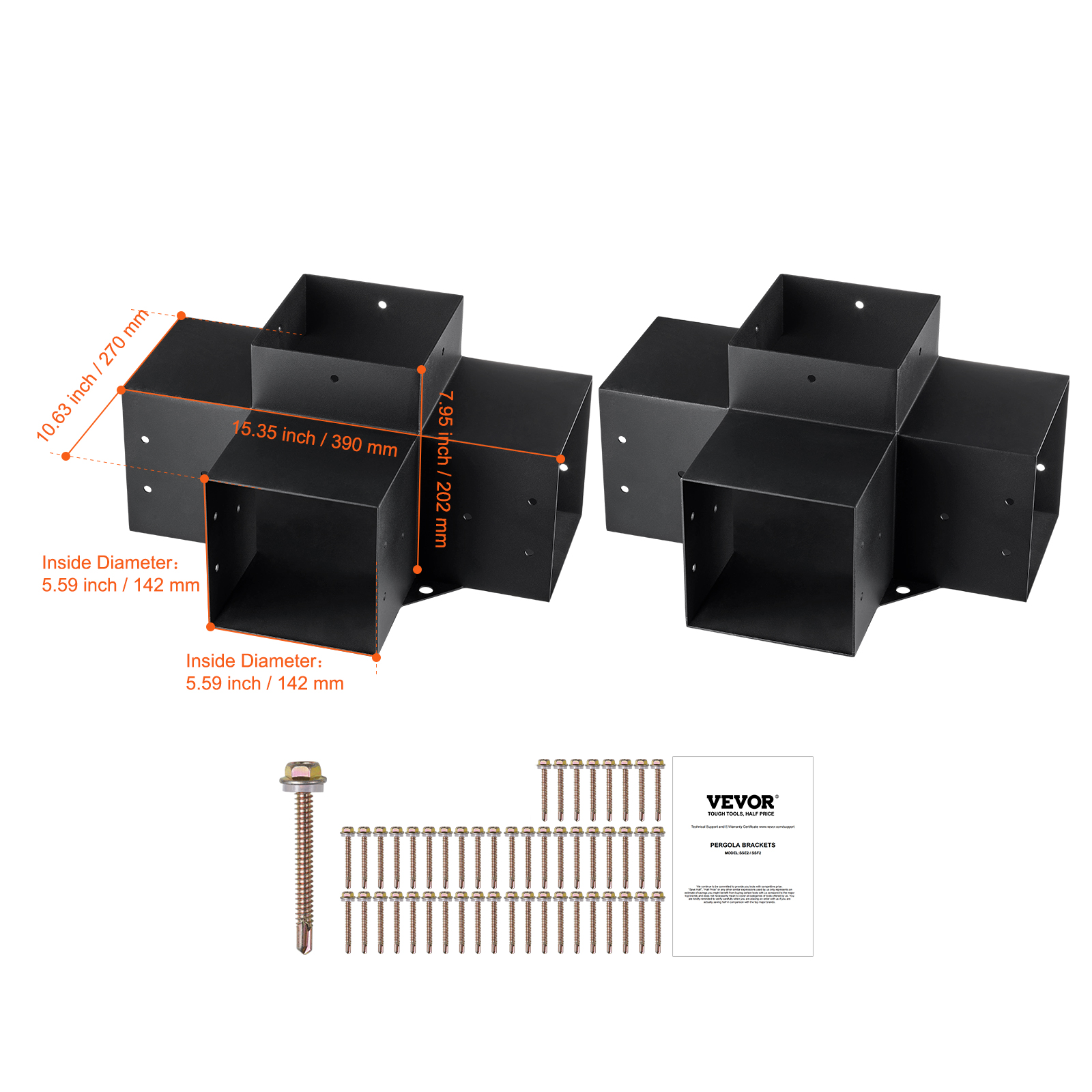 VEVOR 2er-Set Pfostenverbinder aus 2 mm dicken Stahlplatten Pfostenecke ...