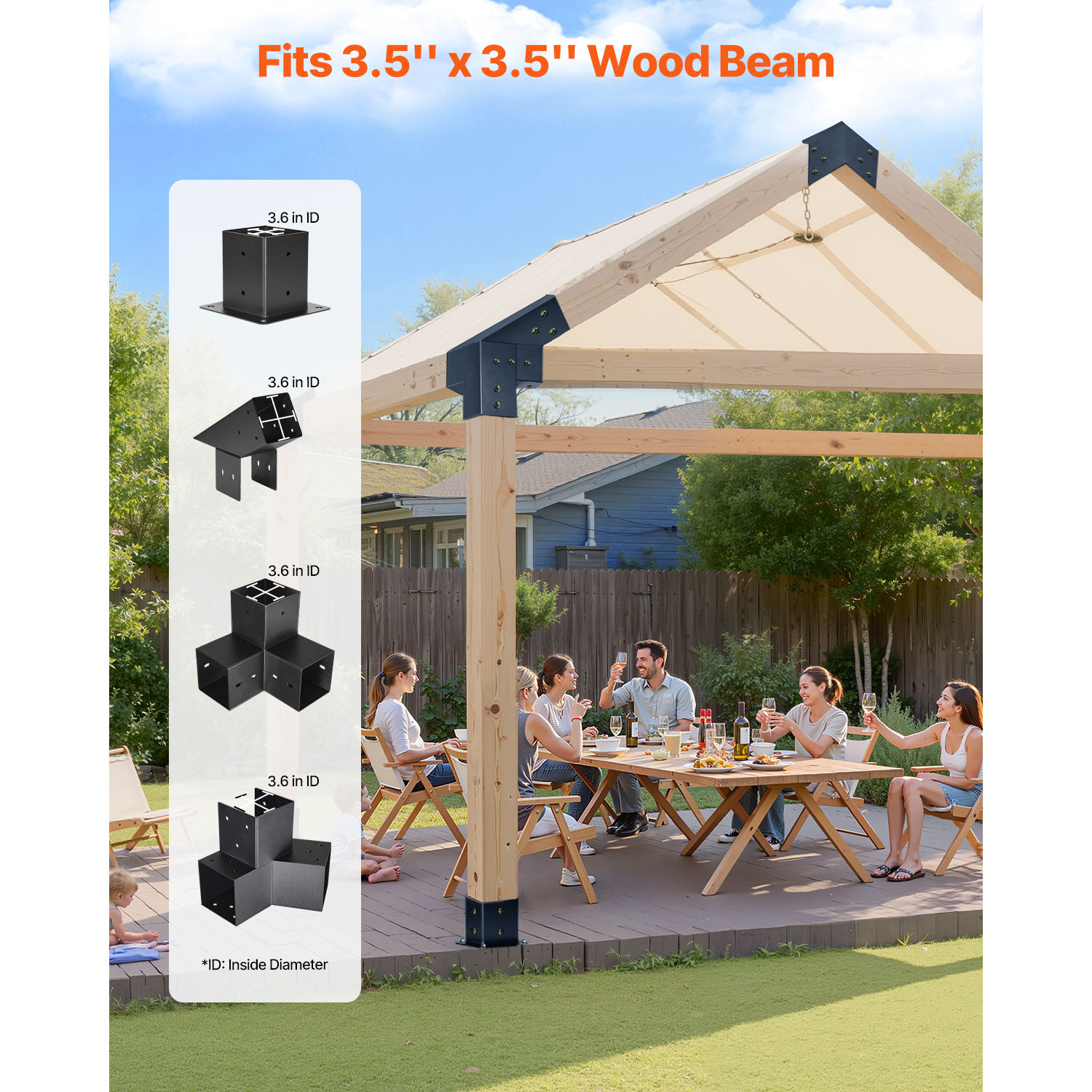 Mophorn Kit per pergola, staffe per tetto a punta da 4x4 pollici per ...