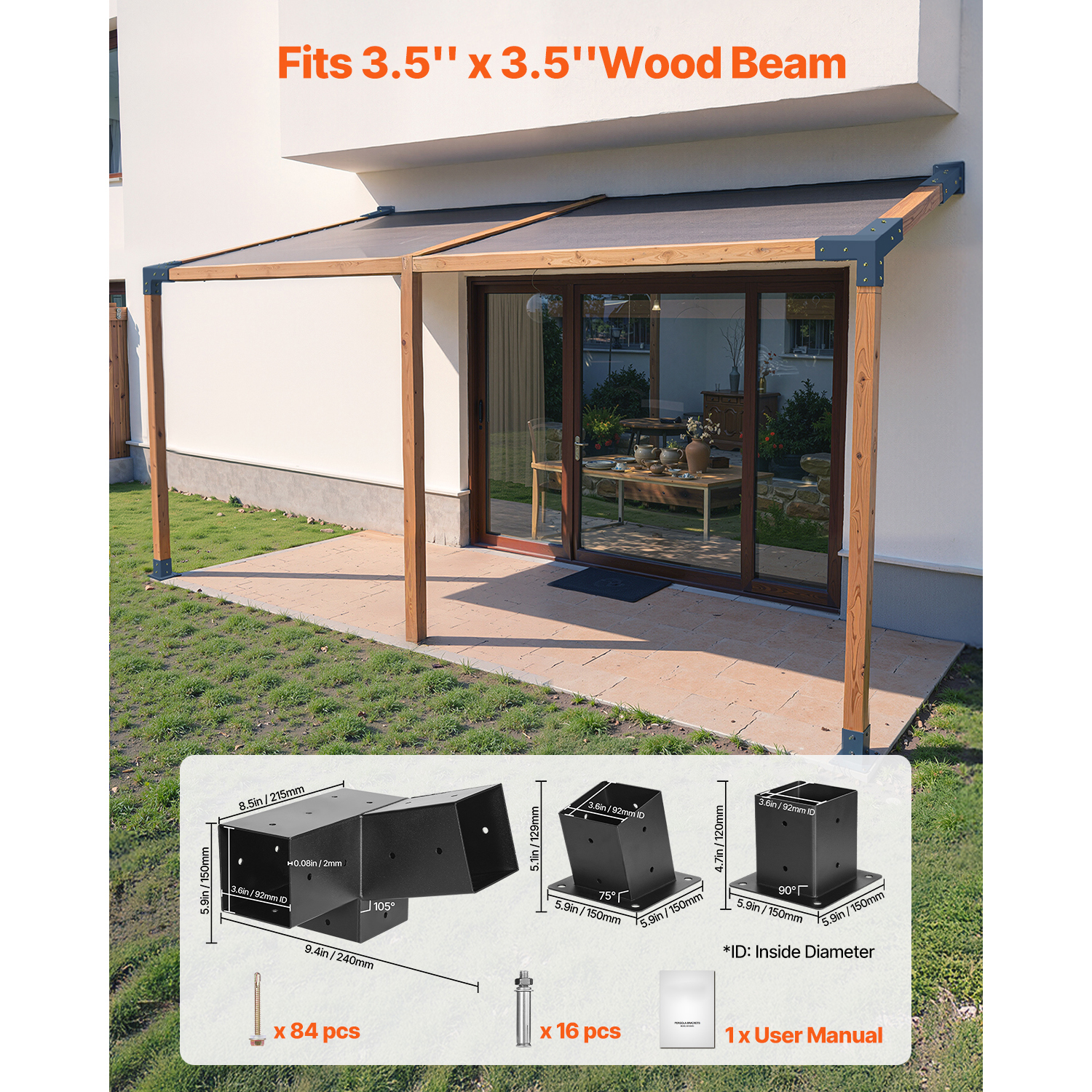 Mophorn Kit per Pergola, 2 Staffe Inclinate a 3 Vie ca. 1219 x 1219 mm ...