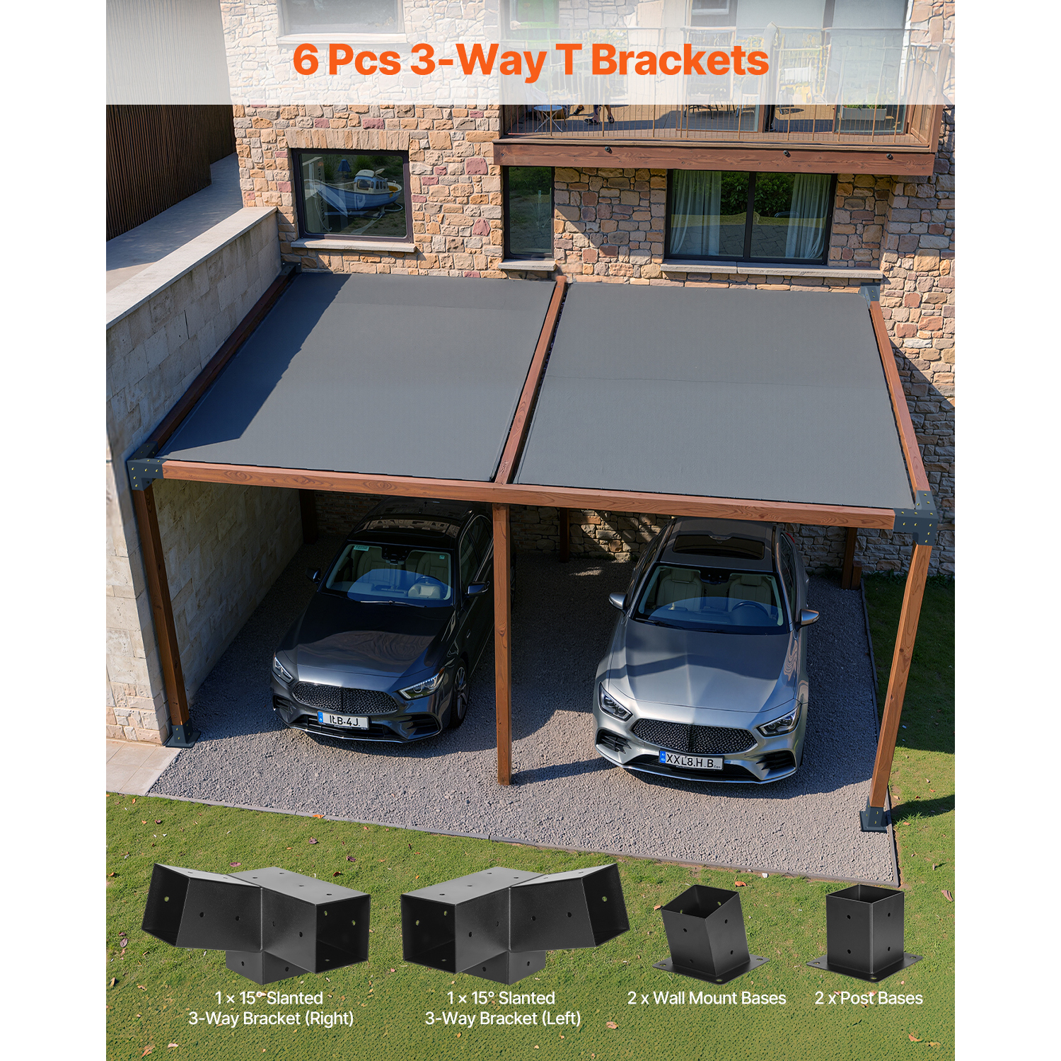 Mophorn Kit per Pergola, 2 Staffe Inclinate a 3 Vie ca. 1219 x 1219 mm ...