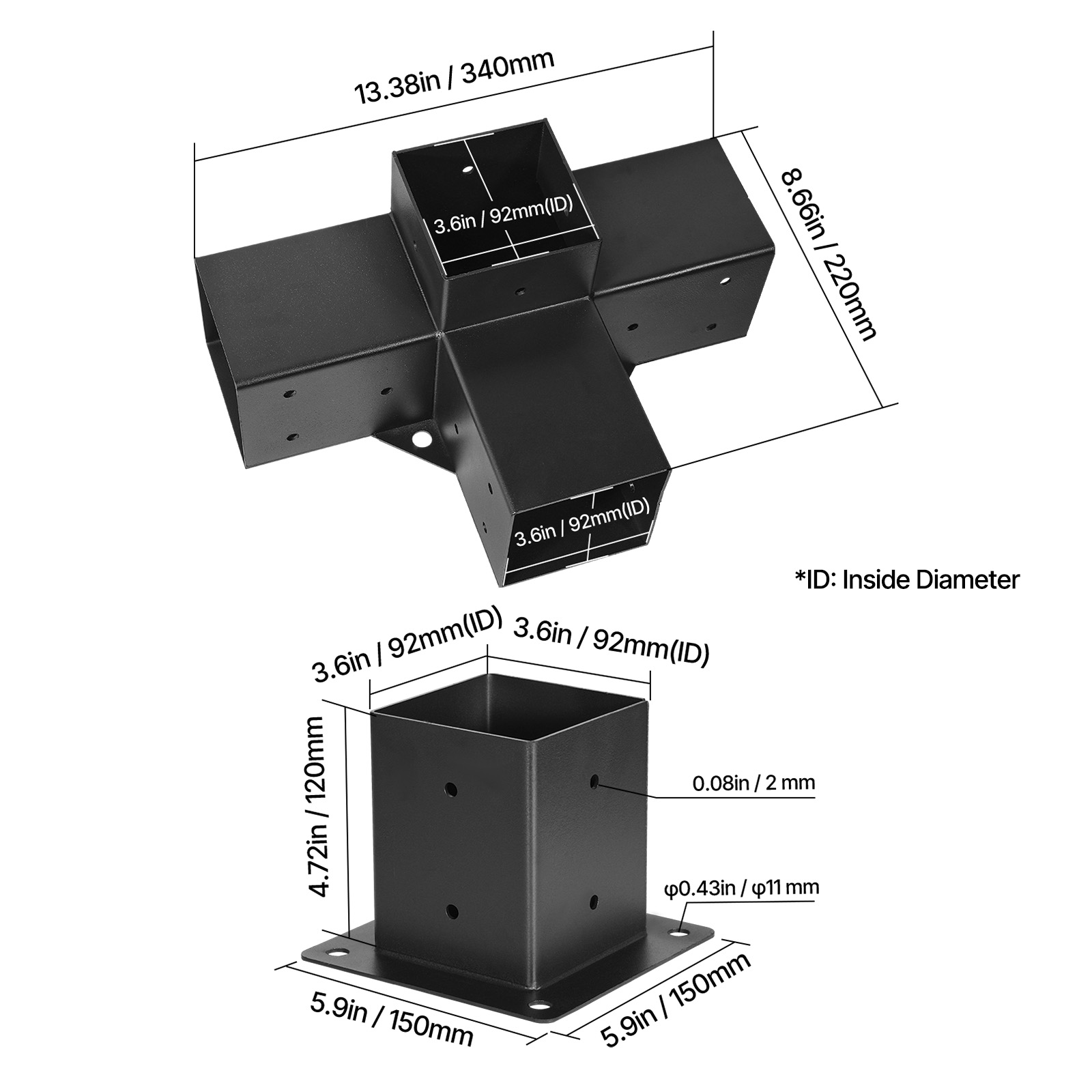 VEVOR Kit Staffe per Pergola 10x10 cm Supporto per Pali in Legno da ...