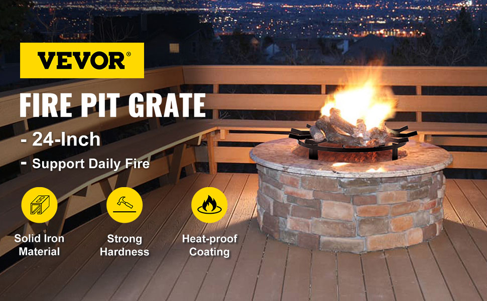VEVOR 24in Fire Grate Log Grate,Wagon Wheel Firewood Grates 12 Iron ...